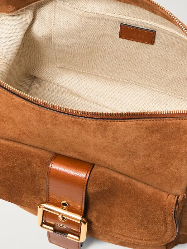 Chloé Camera Leather-trimmed Suede Shoulder Bag - Brown
