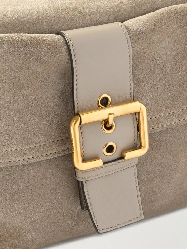 Chloé Leather-trimmed Suede Camera Shoulder Bag - Gray