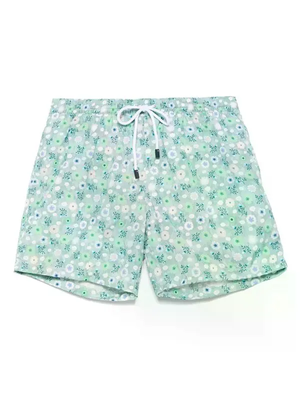 BARBA NAPOLI Floral-print Swim Shorts - Green