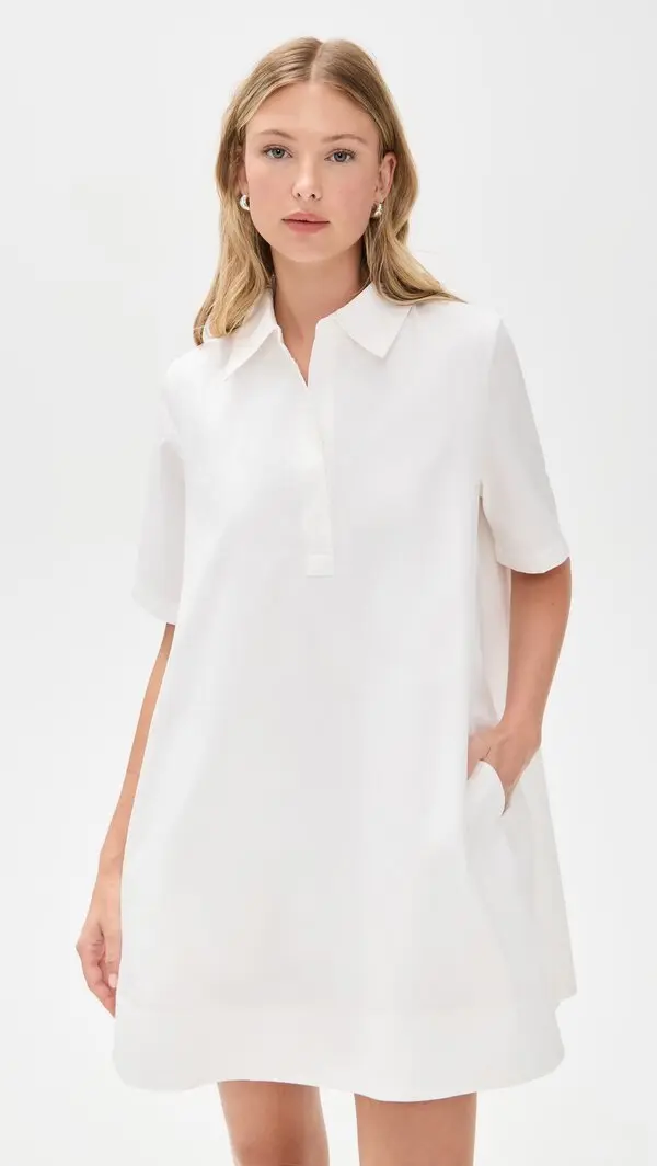 navy blue dress for baby girl Floral Eyelet Mini Shirt Dress main image 0