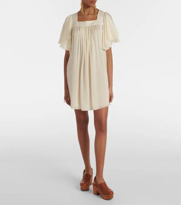 Chloé Ro33 Silk Minidress - White