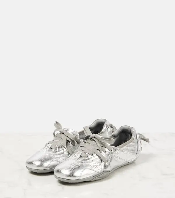 Acne Studios Metallic Leather Flats - Silver