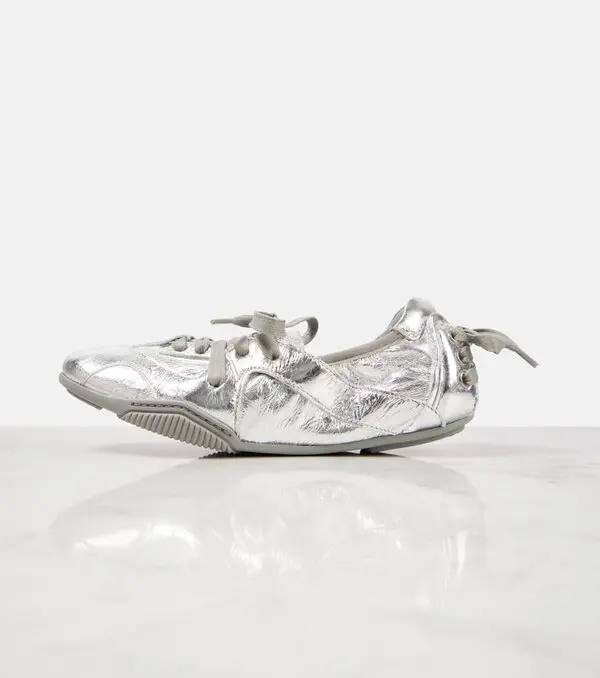 Acne Studios Metallic Leather Flats - Silver