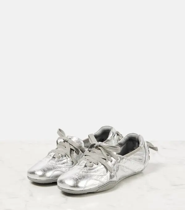 Acne Studios Metallic Leather Flats - Silver