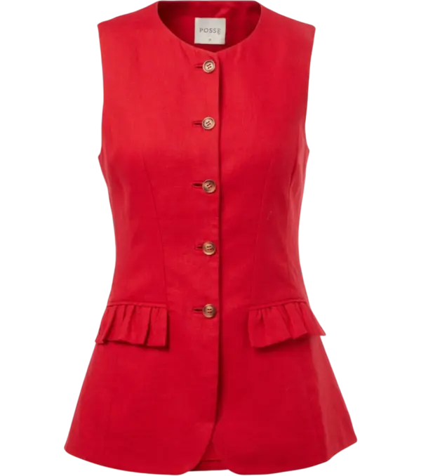 Posse Matilda Linen Vest - Red