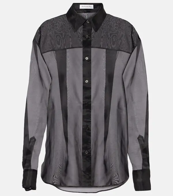 THE FRANKIE SHOP Sheer Silk-blend Shirt - Black