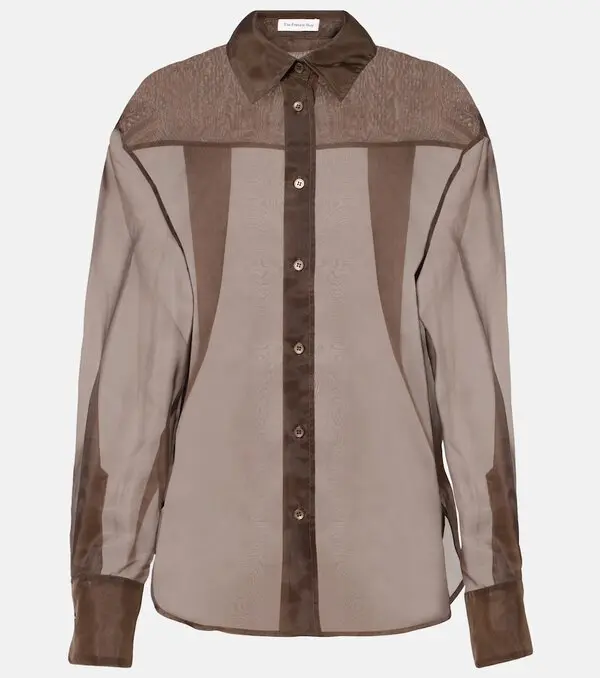 THE FRANKIE SHOP Peri Sheer Silk-blend Shirt - Brown