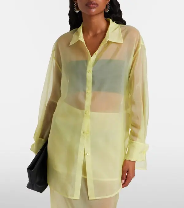 THE FRANKIE SHOP Peri Sheer Silk-blend Shirt - Yellow