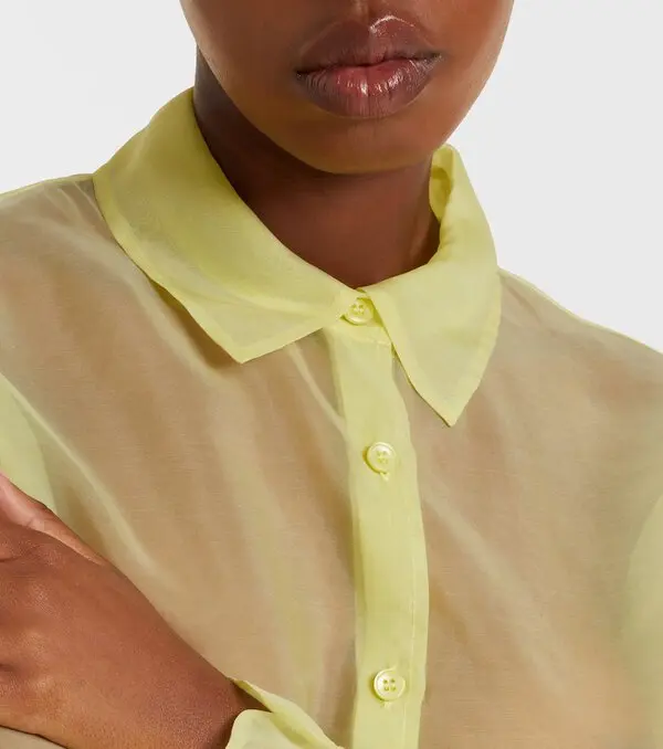 THE FRANKIE SHOP Peri Sheer Silk-blend Shirt - Yellow