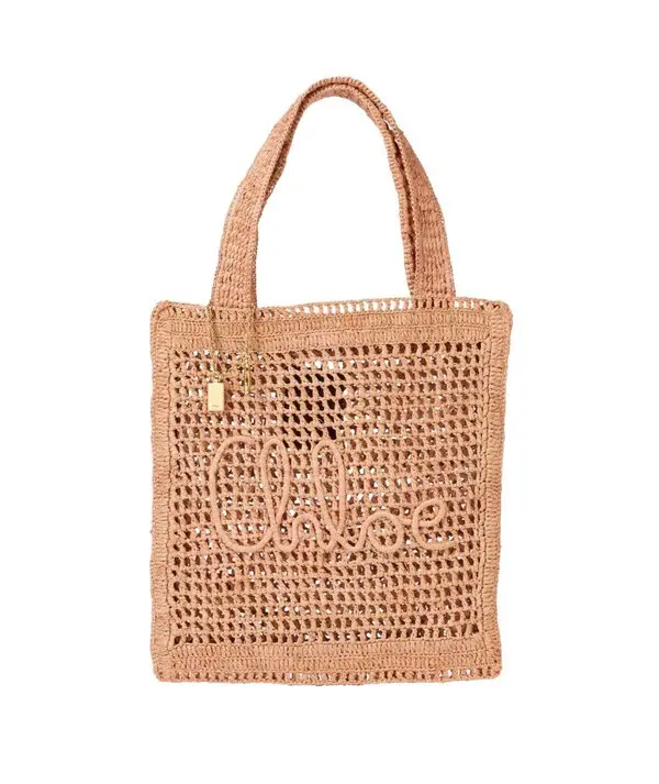 Chloé Summer Banana Raffia-effect Tote Bag - Beige