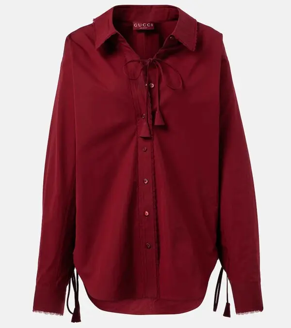 Gucci Lace-trimmed Cotton Poplin Shirt