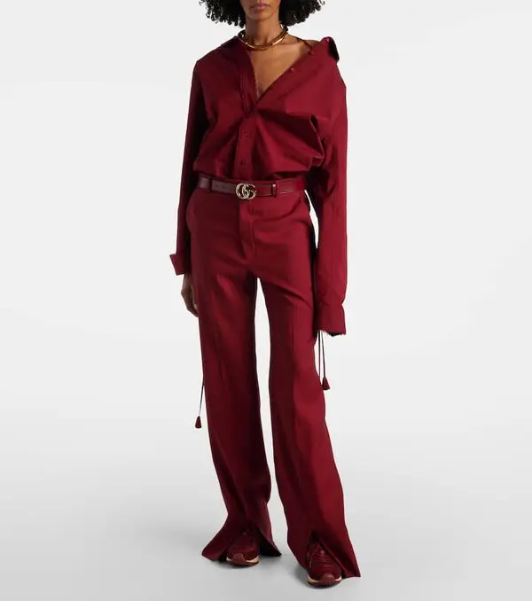 Gucci Lace-trimmed Cotton Poplin Shirt