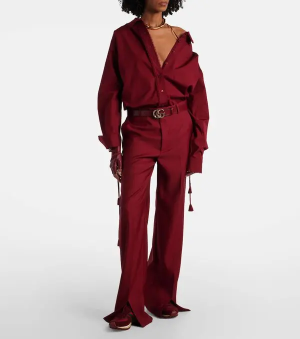 Gucci Lace-trimmed Cotton Poplin Shirt