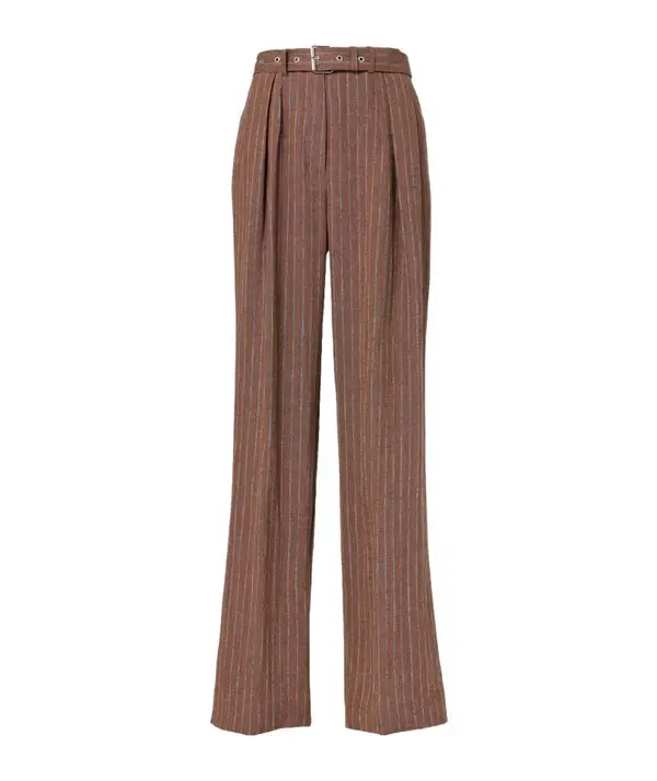 Dries Van Noten Linen-blend Wide-leg Pants - Brown