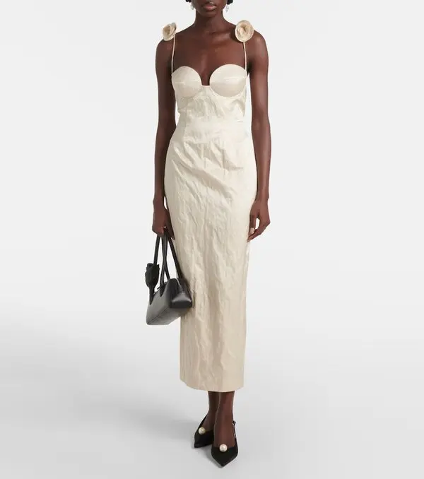 Magda Butrym Floral-appliqué Bustier Dress - White