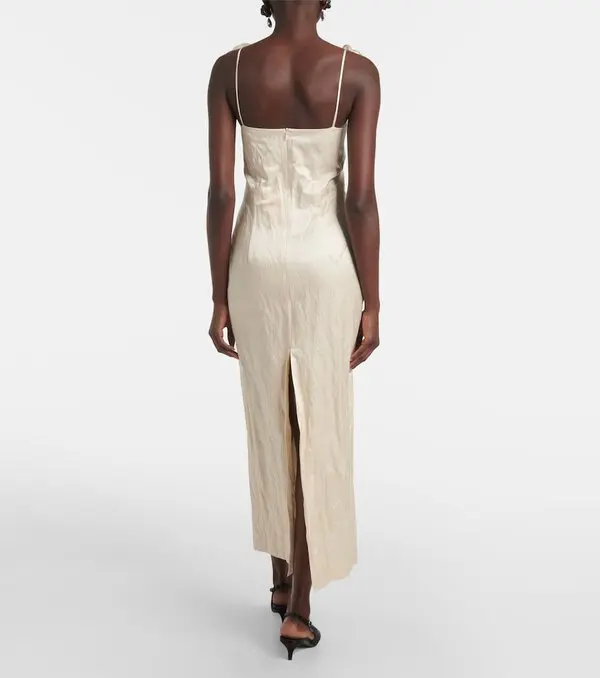 Magda Butrym Floral-appliqué Bustier Dress - White
