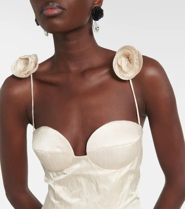 Magda Butrym Floral-appliqué Bustier Dress - White