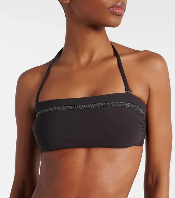 Brunello Cucinelli Monili Bandeau Bikini Top - Brown