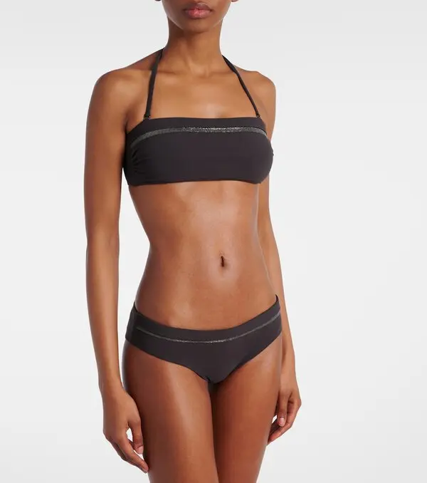 Brunello Cucinelli Monili Bandeau Bikini Top - Brown