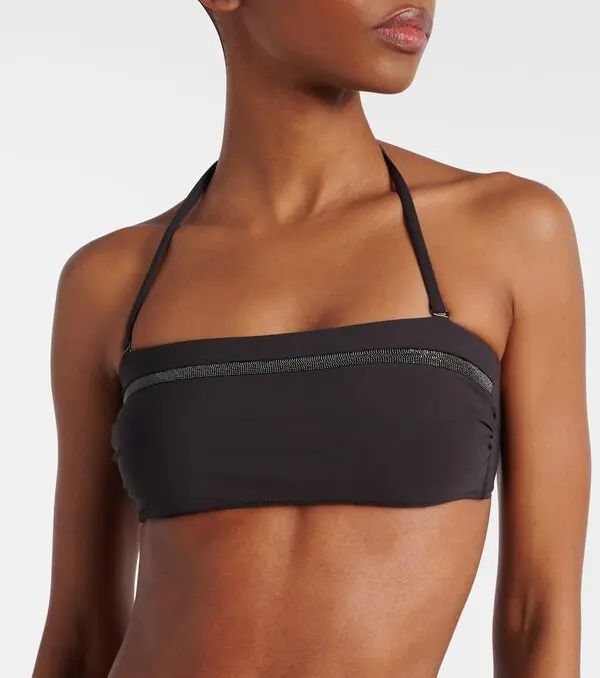 Brunello Cucinelli Monili Bandeau Bikini Top - Brown