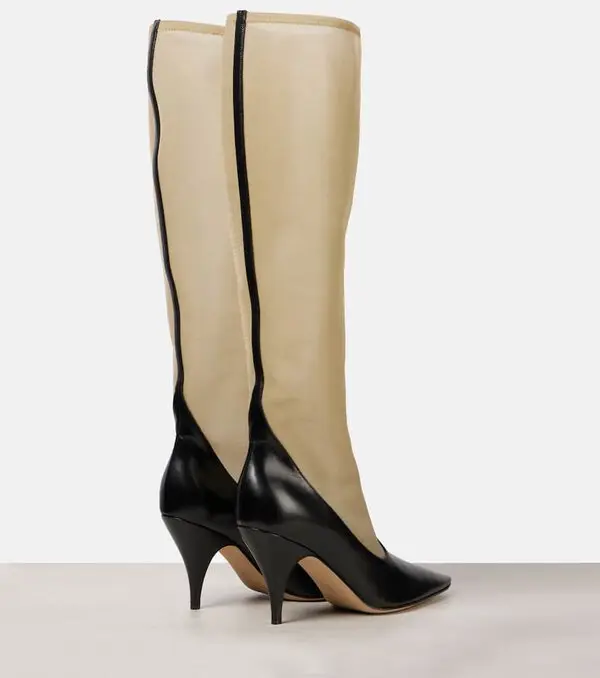THE ROW Mesh And Leather Knee-high Boots
