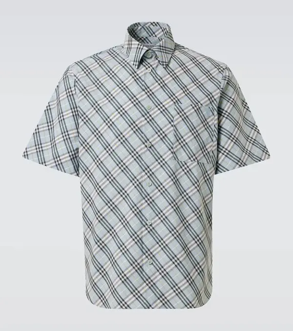 Burberry Check Cotton Shirt - Blue