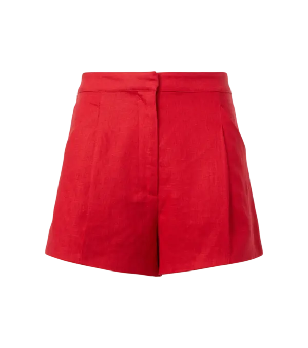 Posse Rosalie High-rise Linen Shorts - Red
