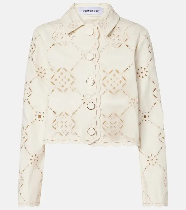Veronica Beard Adelaide Laser-cut Jacket - White