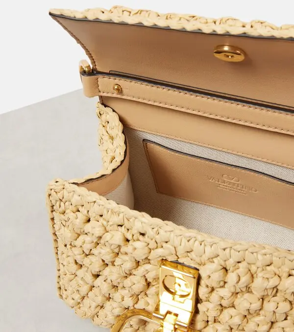 Valentino Garavani Vsling Mini Raffia-effect Tote Bag