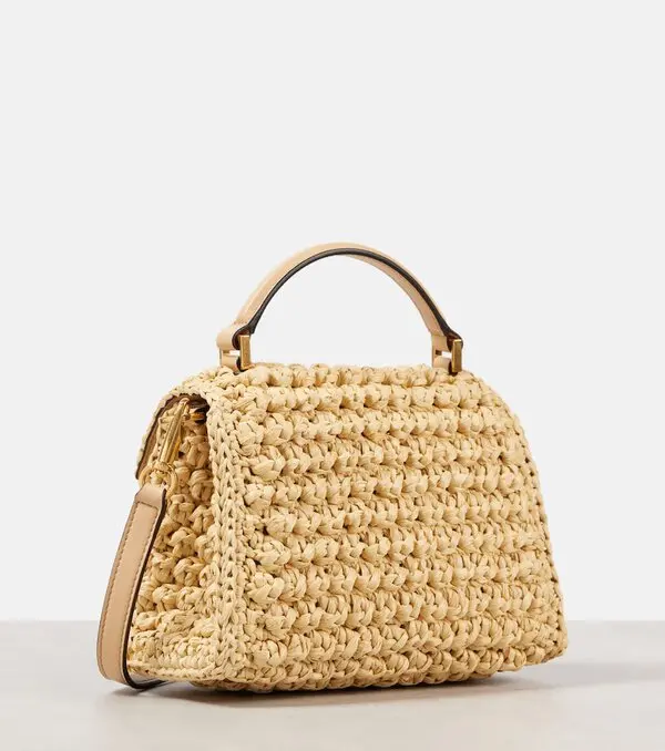 Valentino Garavani Vsling Mini Raffia-effect Tote Bag