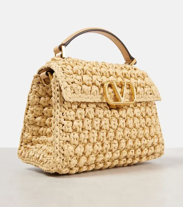 Valentino Garavani Vsling Mini Raffia-effect Tote Bag