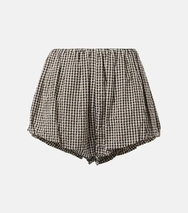 Posse Aurelia Gingham Cotton Shorts - Black