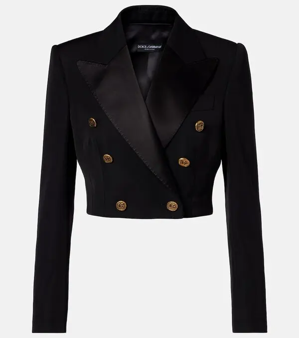 Dolce & Gabbana Cropped Wool-blend Jacket - Black