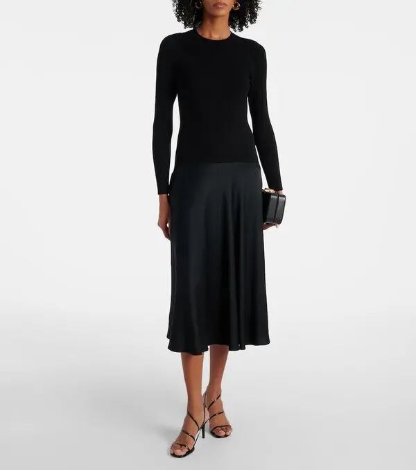 Veronica Beard Vaughn Satin-trimmed Midi Dress
