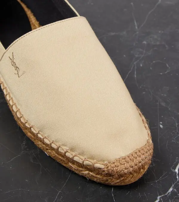Saint Laurent Cassandre Cotton Gabardine Espadrilles - Beige