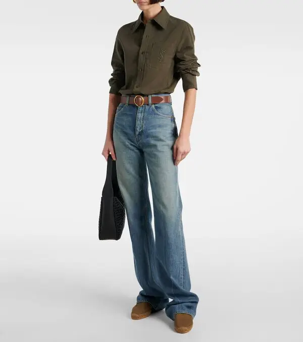 Saint Laurent Cassandre Cotton Gabardine Espadrilles - Brown