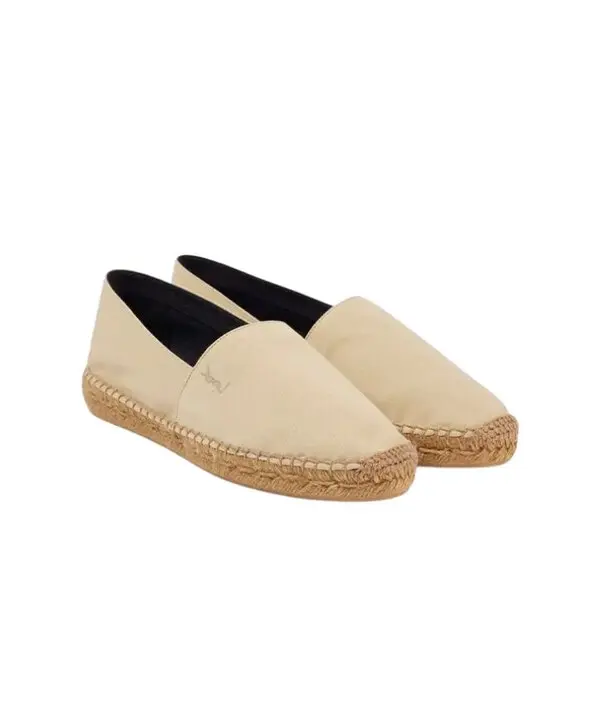Saint Laurent Cassandre Cotton Gabardine Espadrilles - Beige