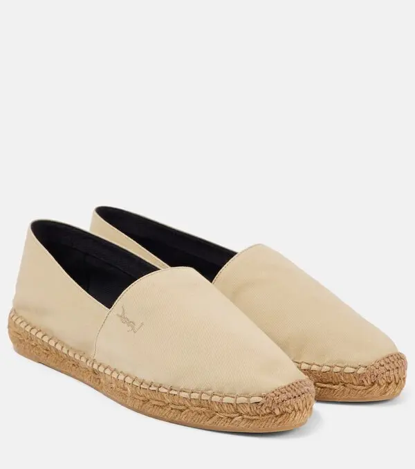 Saint Laurent Cassandre Cotton Gabardine Espadrilles - Beige