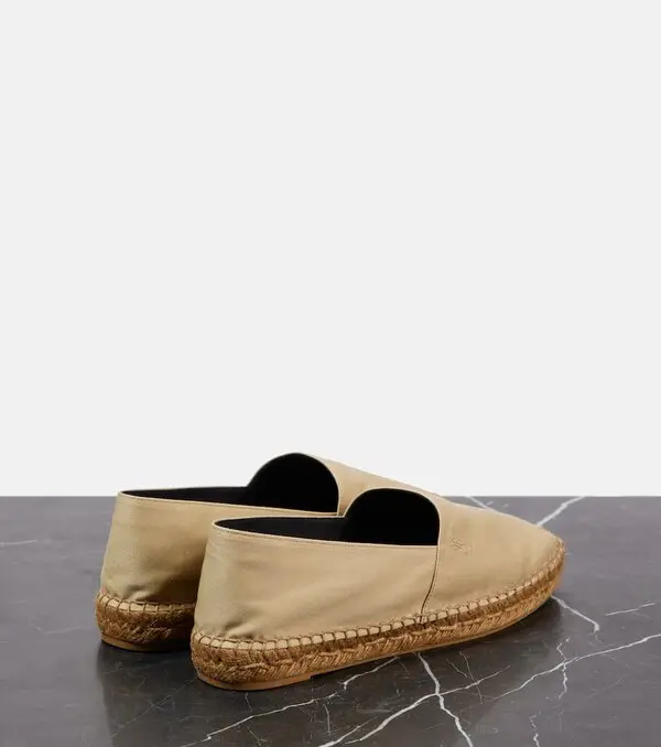 Saint Laurent Cassandre Cotton Gabardine Espadrilles - Beige