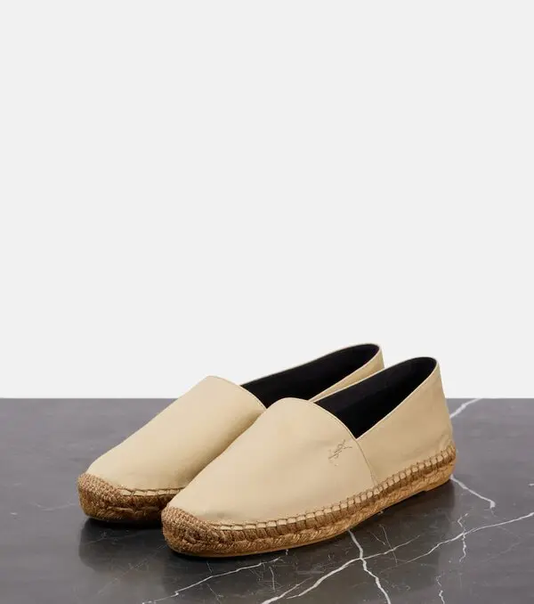 Saint Laurent Cassandre Cotton Gabardine Espadrilles - Beige