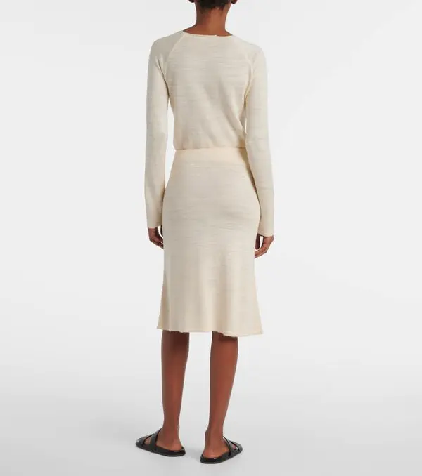 THE ROW Jesto Knitted Silk-blend Midi Skirt