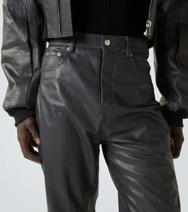 Rick Owens Bolan Leather Flared Trousers