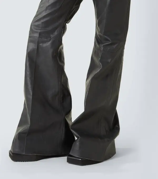 Rick Owens Bolan Leather Flared Trousers