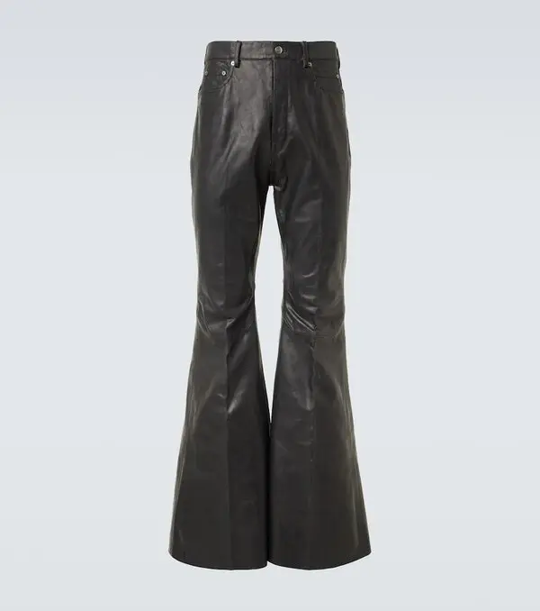 Rick Owens Bolan Leather Flared Trousers - Black