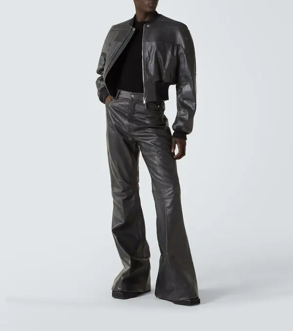 Rick Owens Bolan Leather Flared Trousers