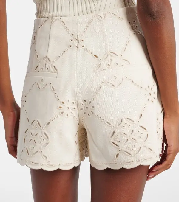 Veronica Beard Jazmin Laser-cut Cotton Shorts
