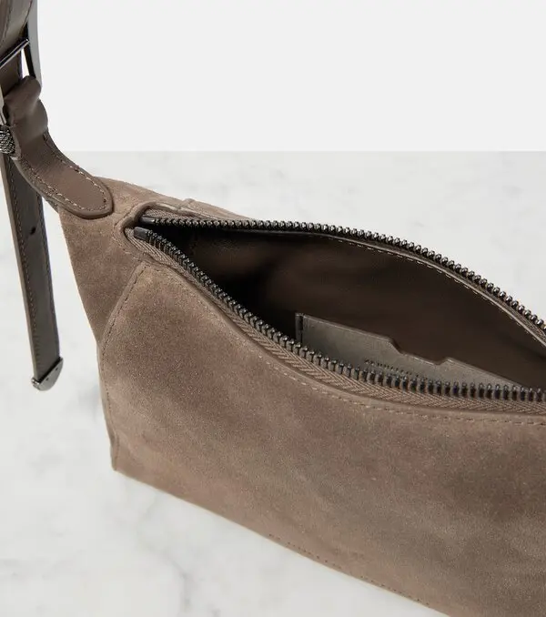 Brunello Cucinelli Duo Small Suede Shoulder Bag - Brown