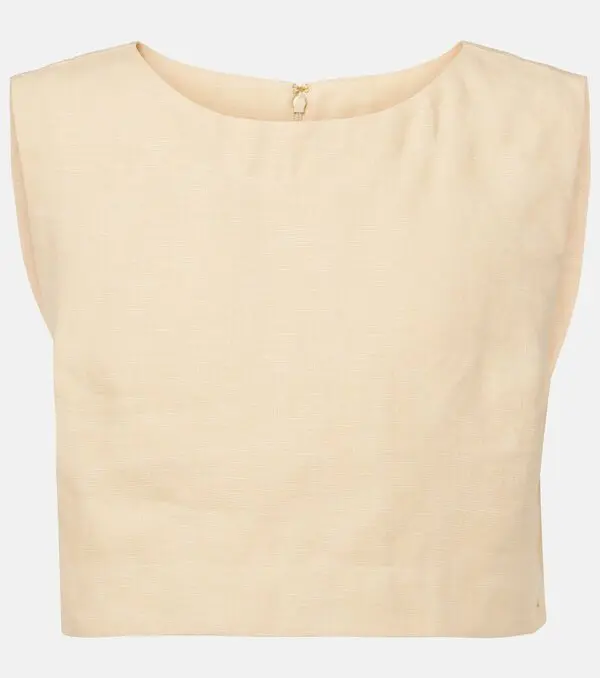 Posse Martina Linen Crop Top - Beige