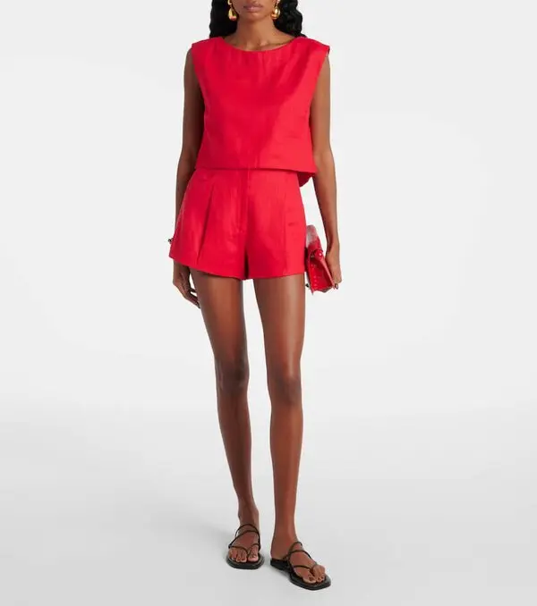 Posse Martina Linen Crop Top - Red