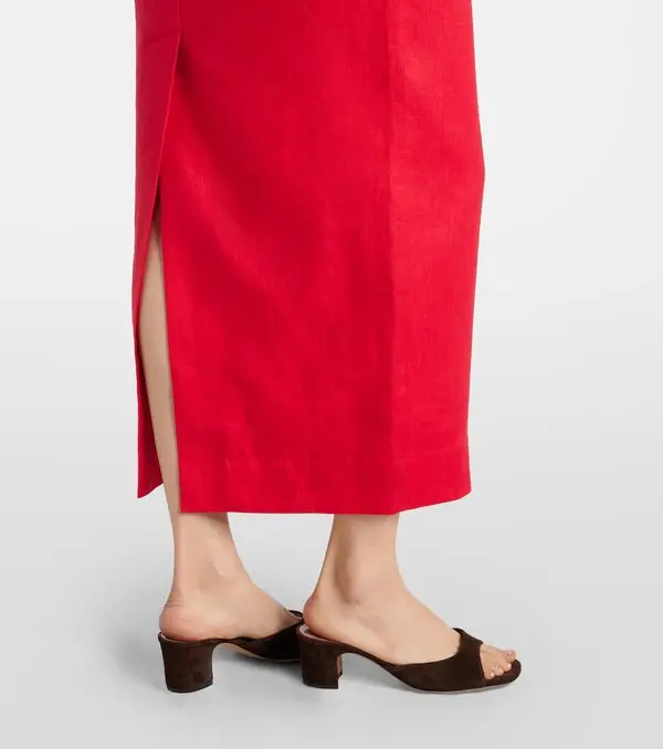 Posse Bonnie Linen Pencil Skirt - Red